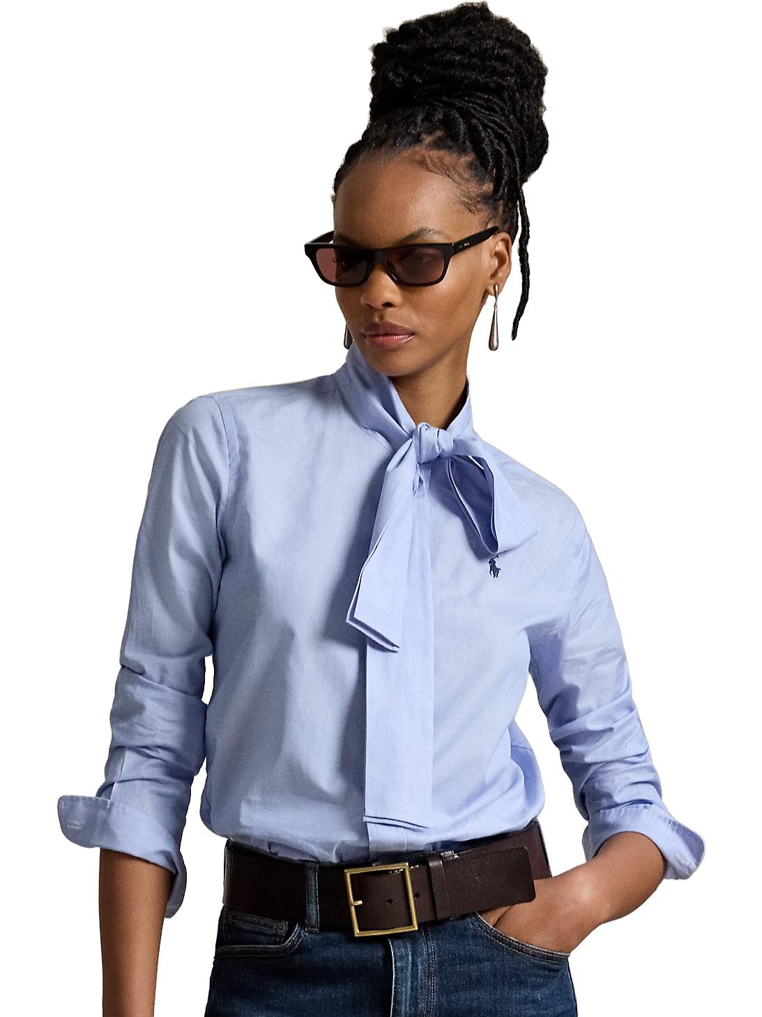 RALPH LAUREN Ralph Lauren Slim Fit Cotton Tie-Neck Shirt